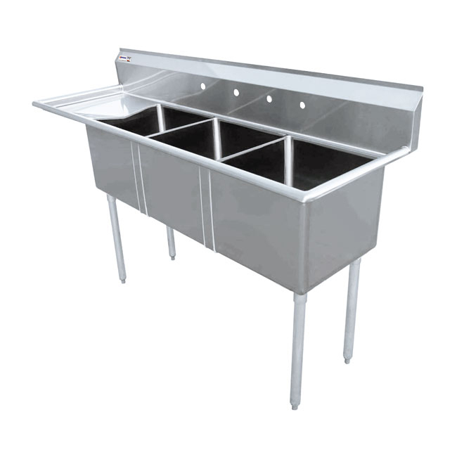 Triple Sink 24" × 24" with drainboard | Resto-Pro