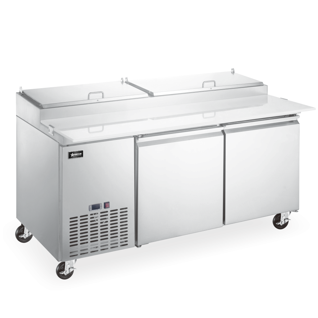 71″ Refrigerated Pizza Prep Table, 2 Doors, Stainless Steel, 17 cu.ft ...